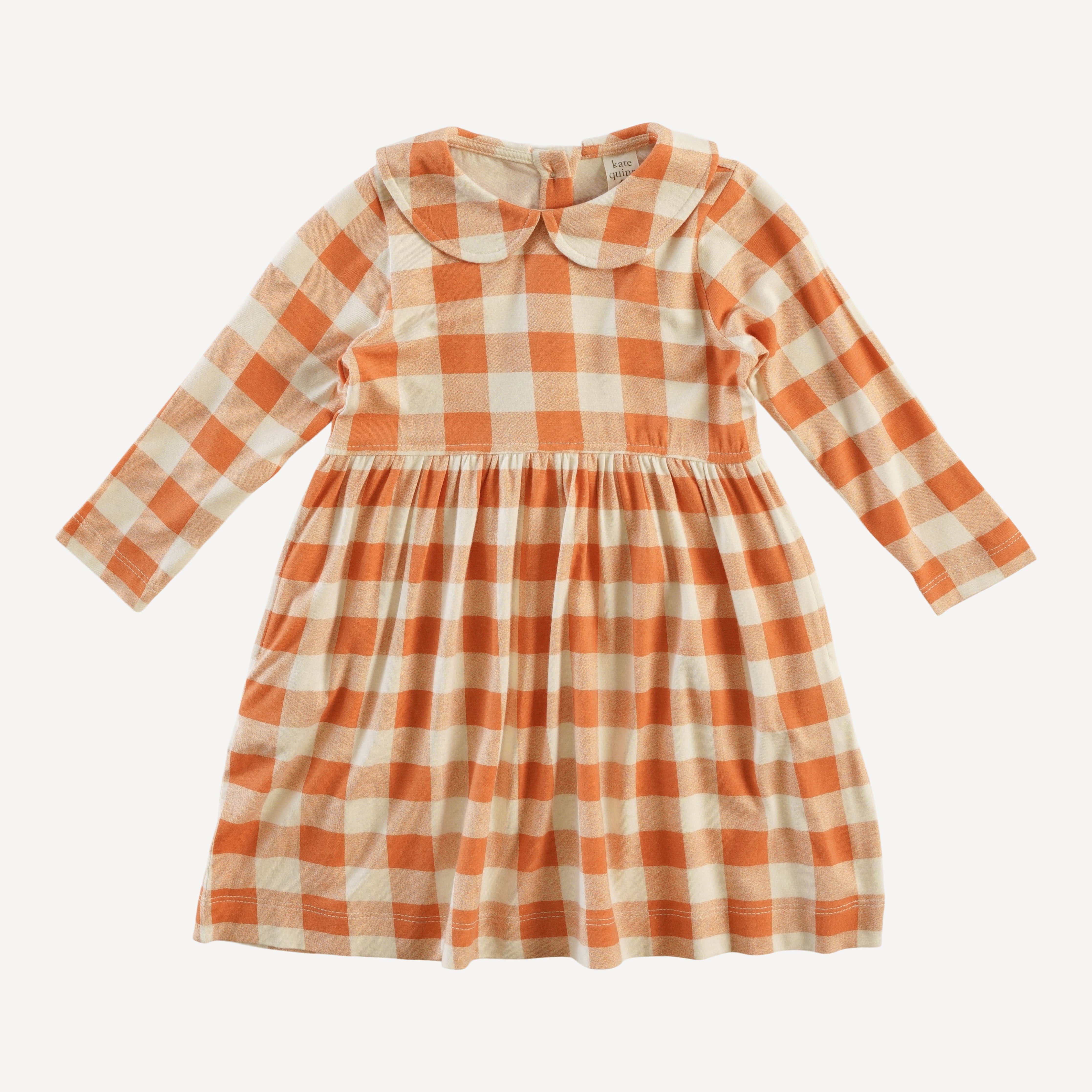 PREORDER! long sleeve peter pan dress | caramel gingham | organic cott ...