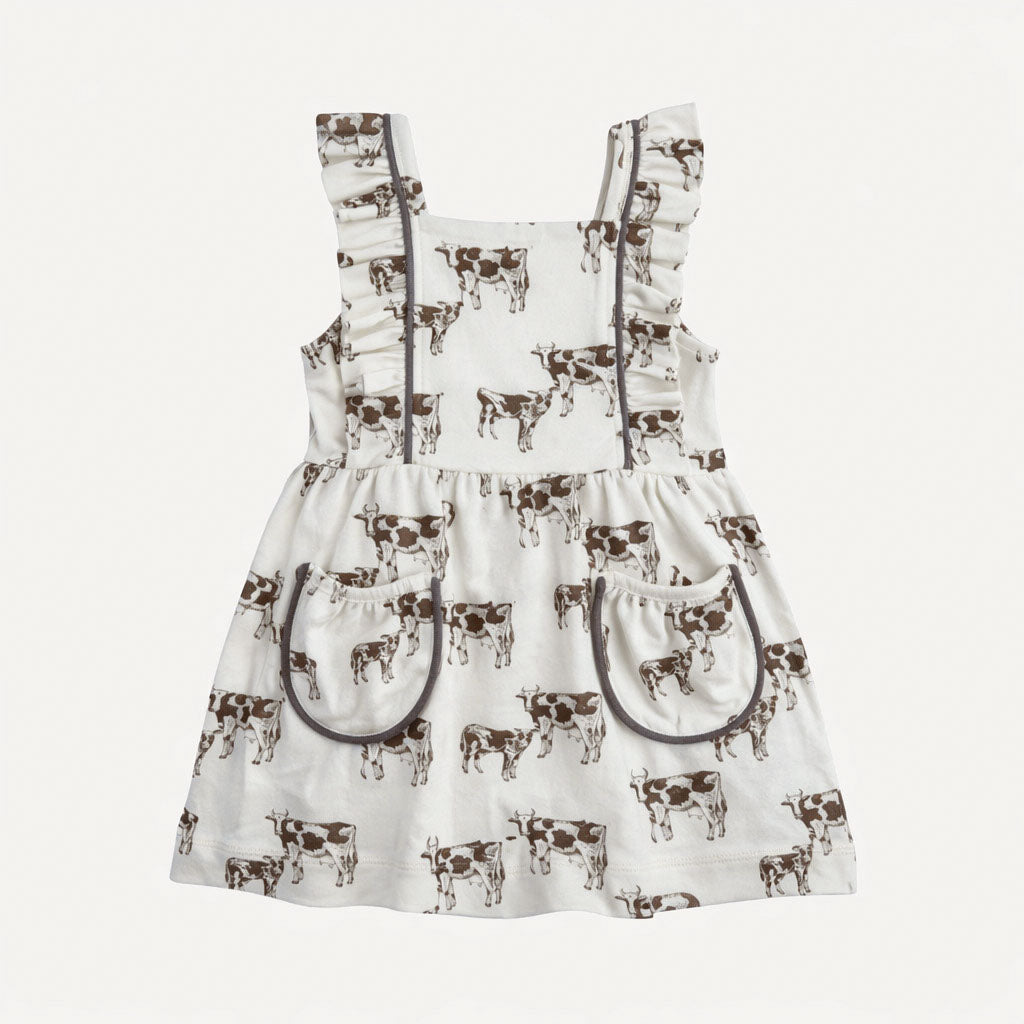 PREORDER! piped flutter pinafore pocket dress | cow & calf | organic c ...