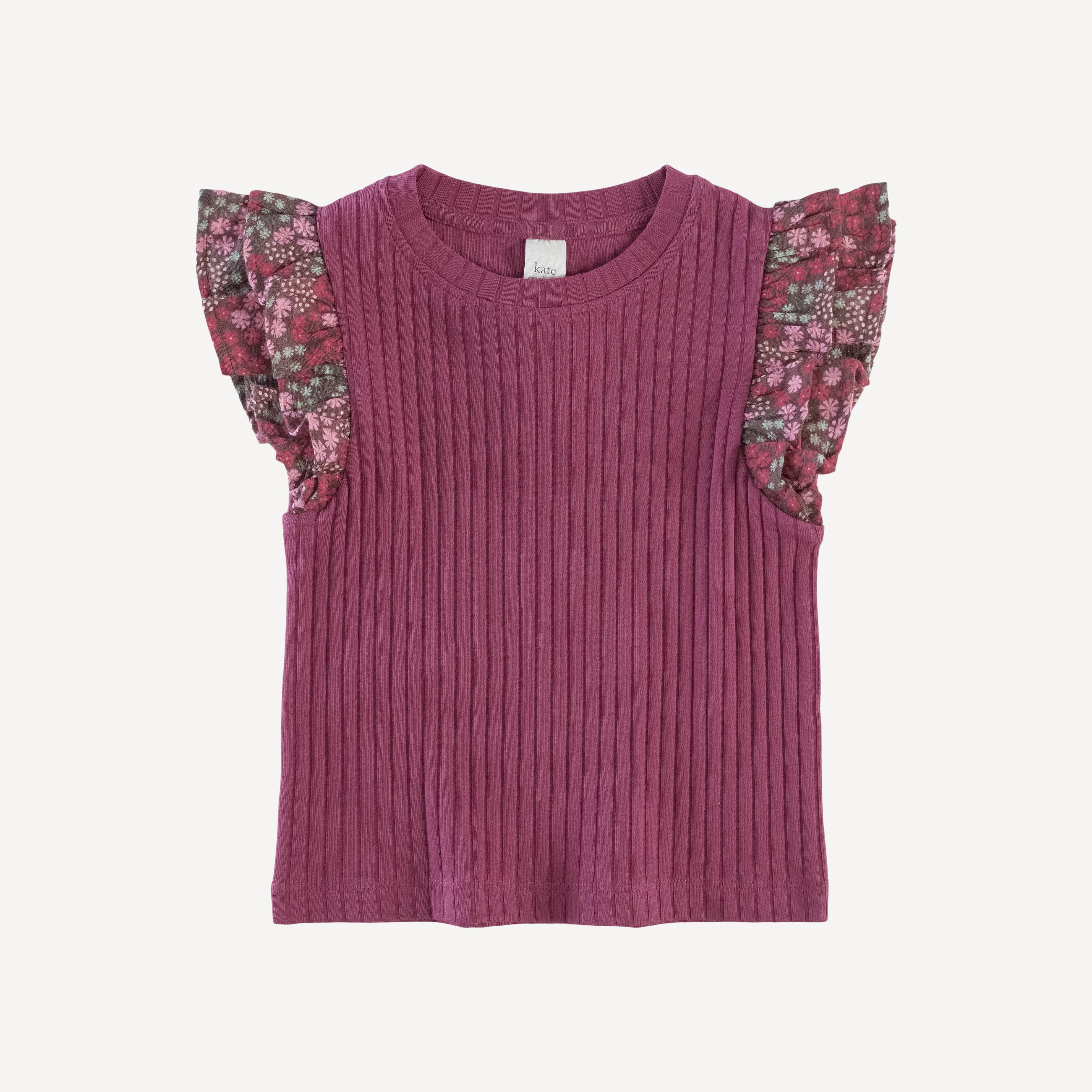 sleeveless double ruffle top | deco rose | classic rib – kate quinn