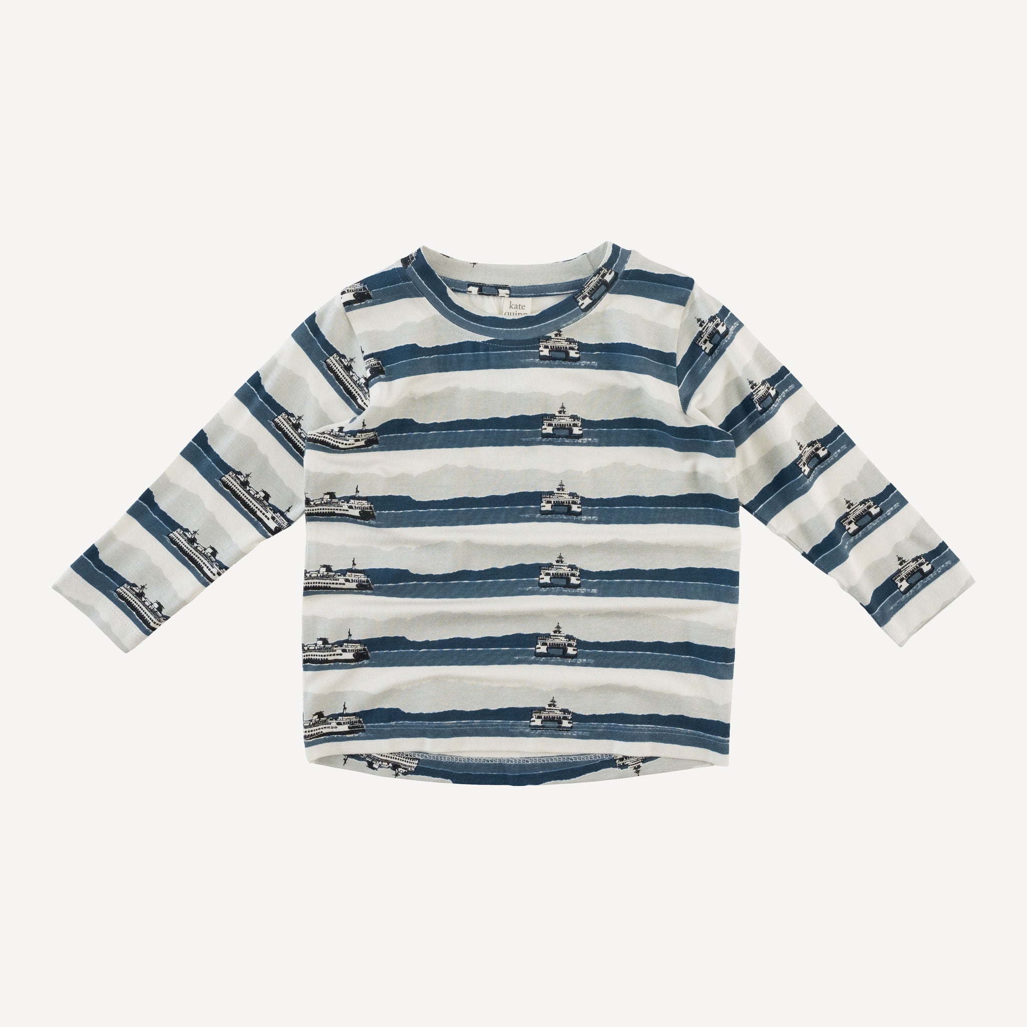 long sleeve essential boxy tee | ferry boat | bamboo – kate quinn