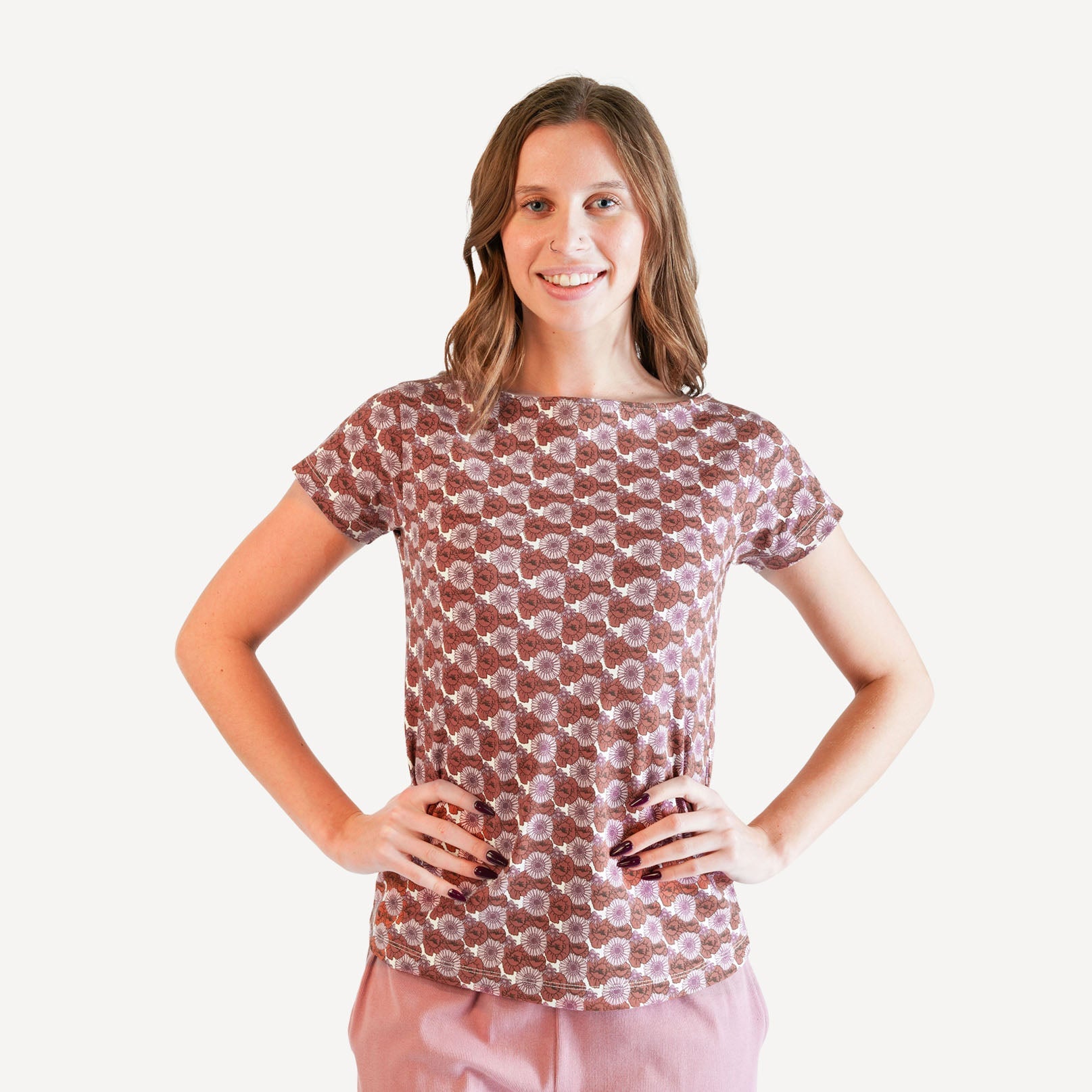 womens short sleeve boat neck tee | poppies and daisies | organic cott ...