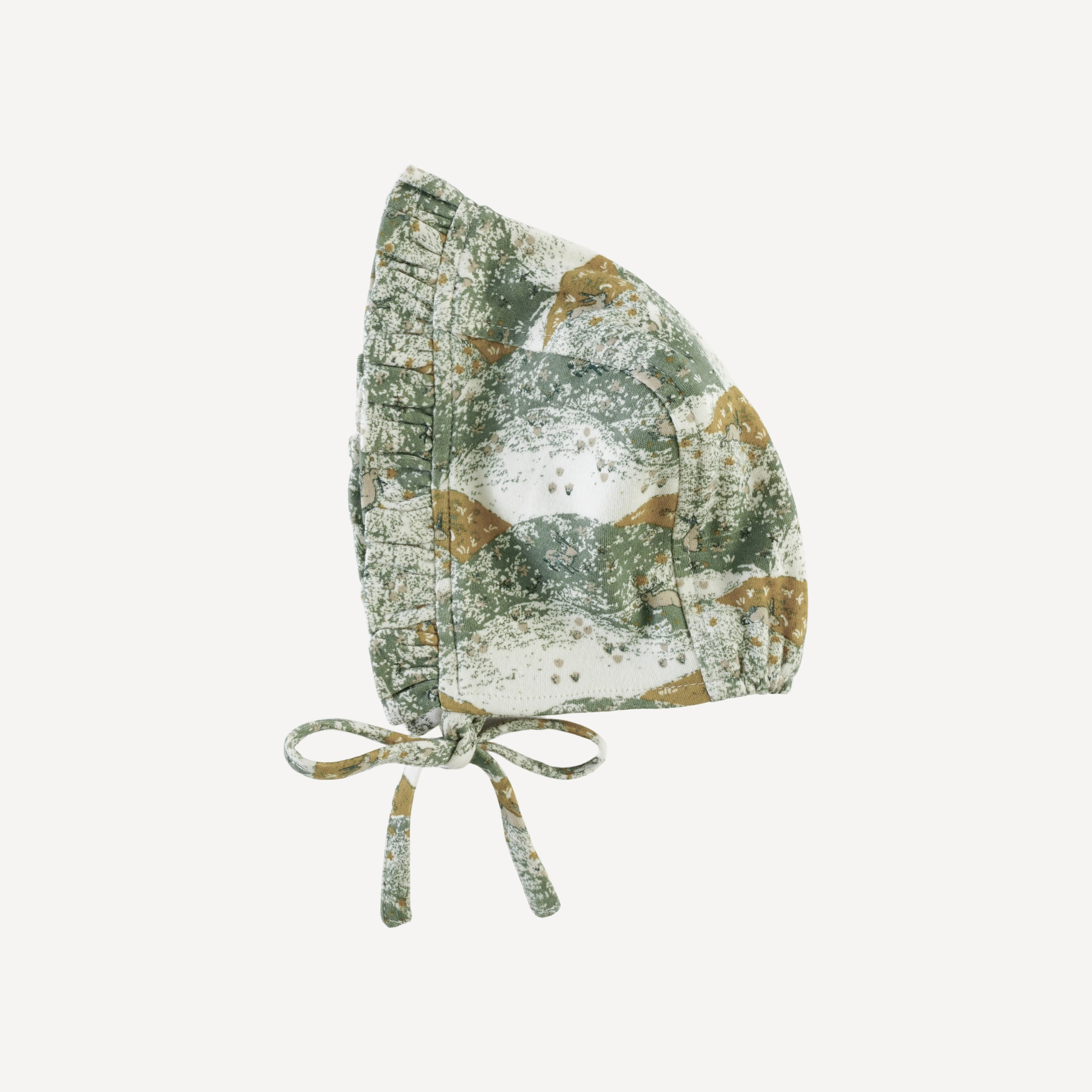small ruffle bonnet | bunny fields | organic cotton interlock – kate quinn