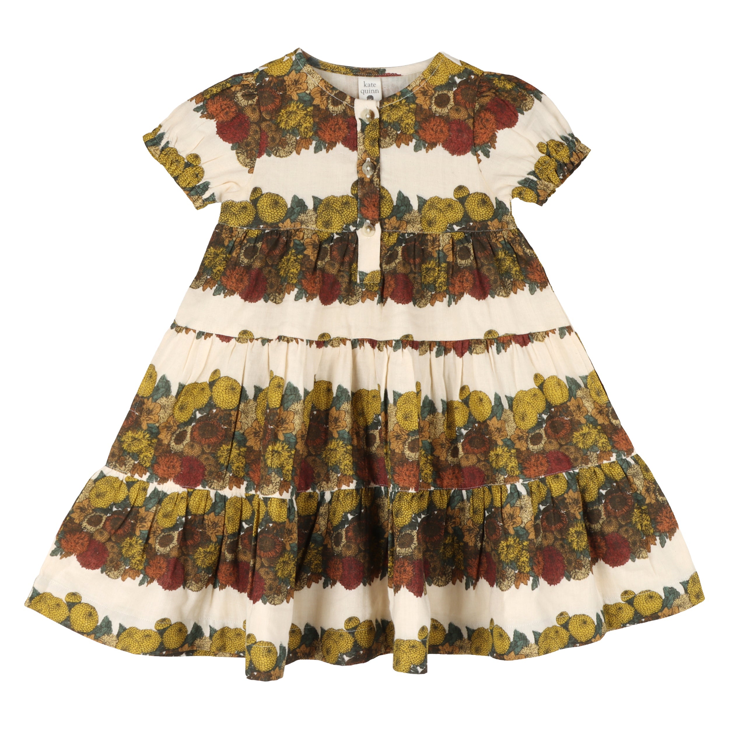 short puff sleeve prairie dress | harvest floral stripe | organic cott ...