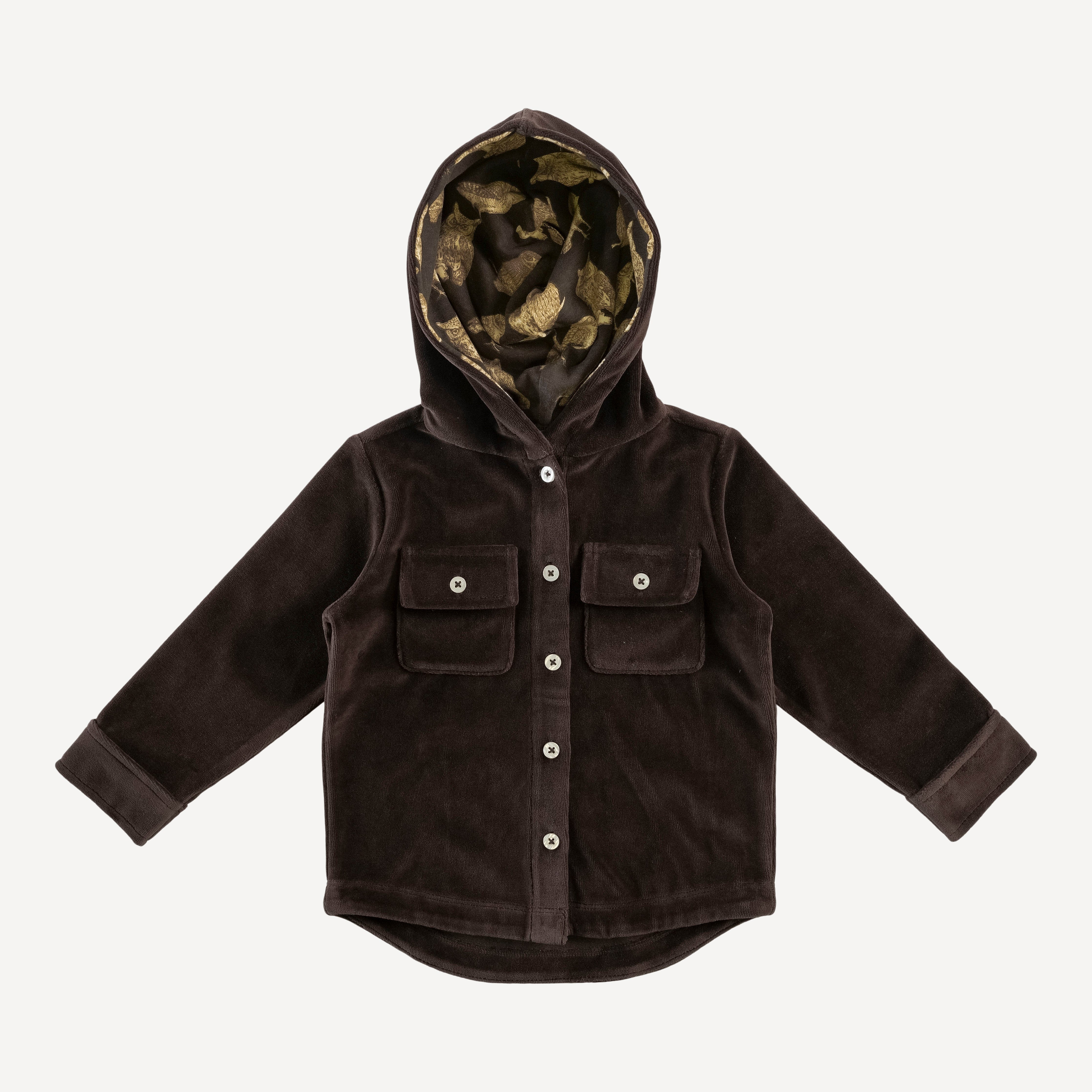 shacket | morel | organic cotton velour – kate quinn