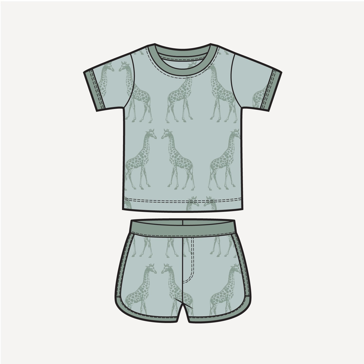 PREORDER ringer short set | iceberg giraffes | organic cotton interloc ...