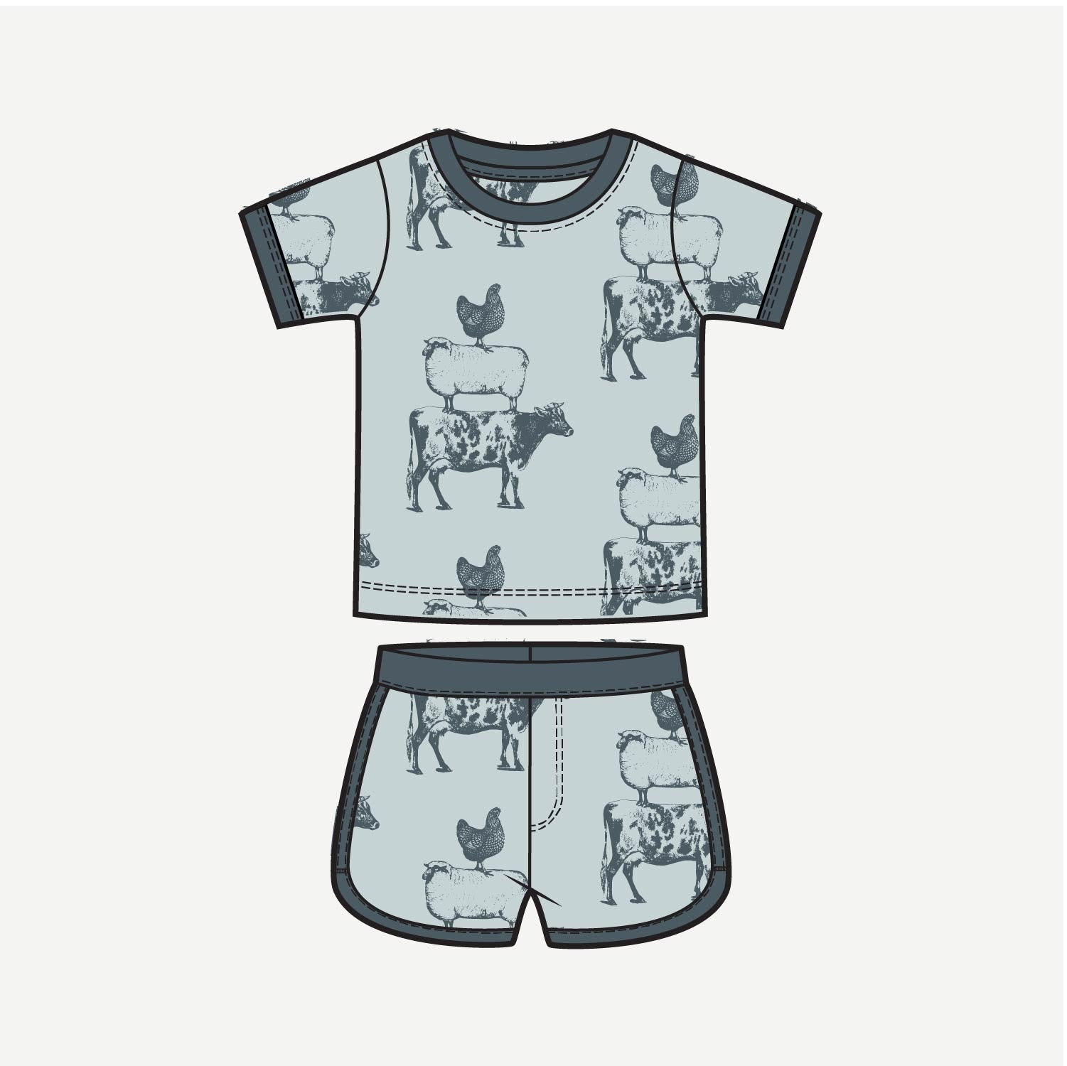 PREORDER ringer short set | stacked animals | bamboo – kate quinn