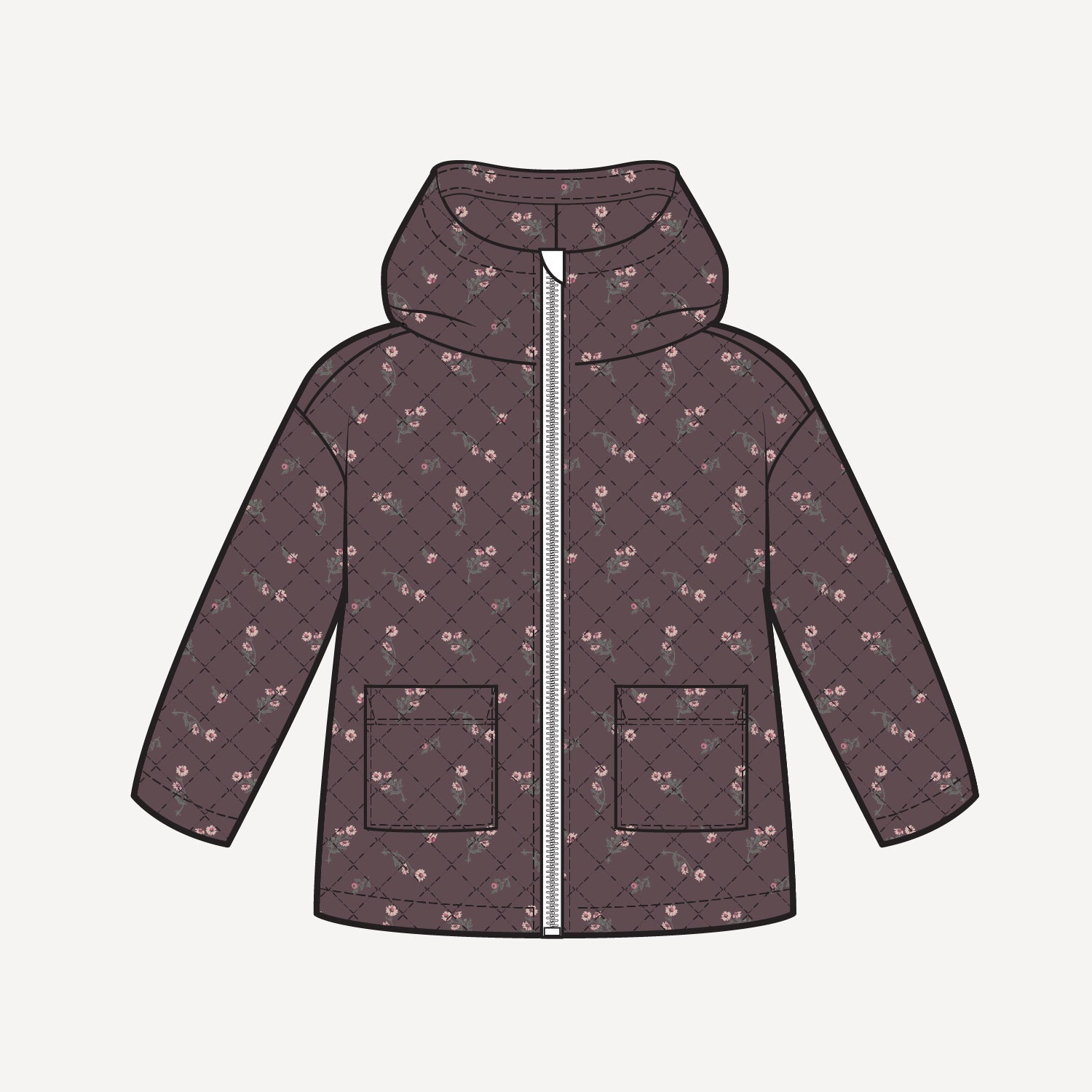 PREORDER quilted hooded jacket | huckleberry chamomile | bamboo – kate ...