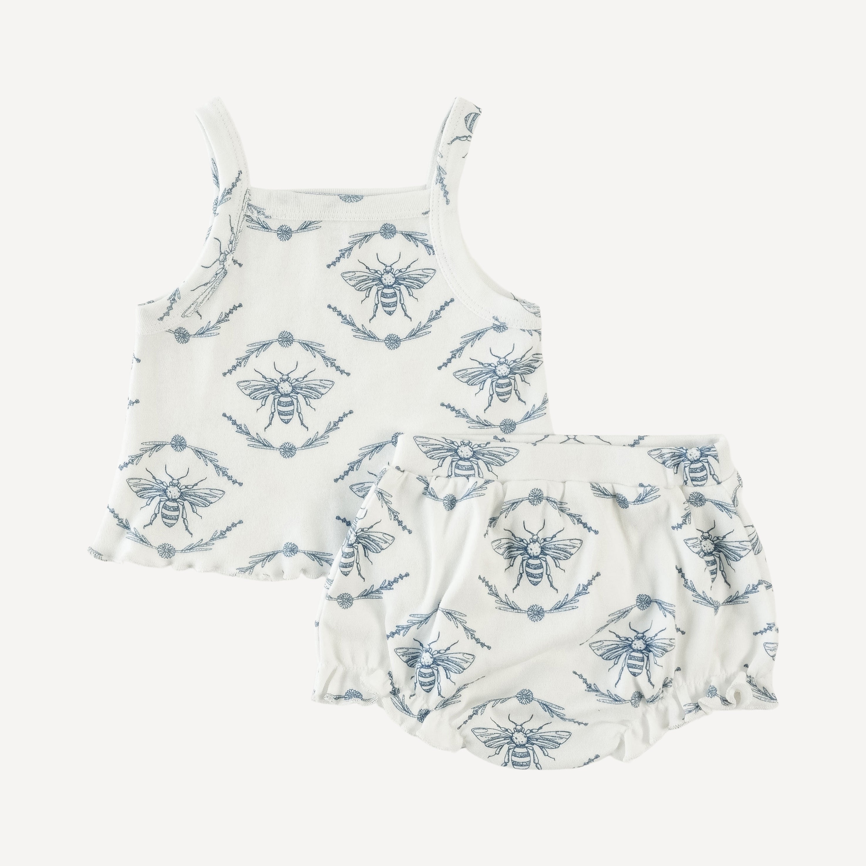 lettuce spaghetti tank and bloomer set | blue bee floral | organic cot ...